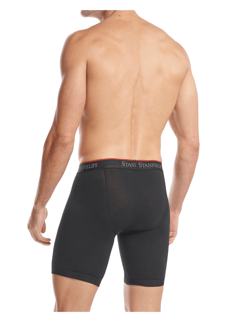 Men's Long Leg Boxer Brief Stretch Collection Black 2 Pack